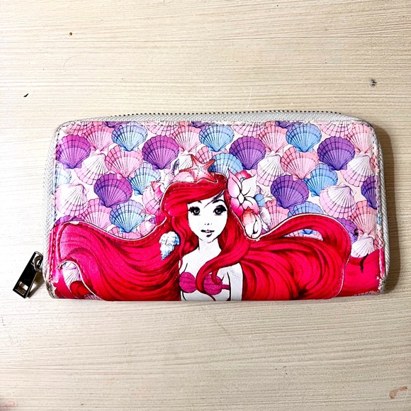 Disney | Bags | Disney Wallet Little Mermaid Ariel Shells Colorful Zip ...